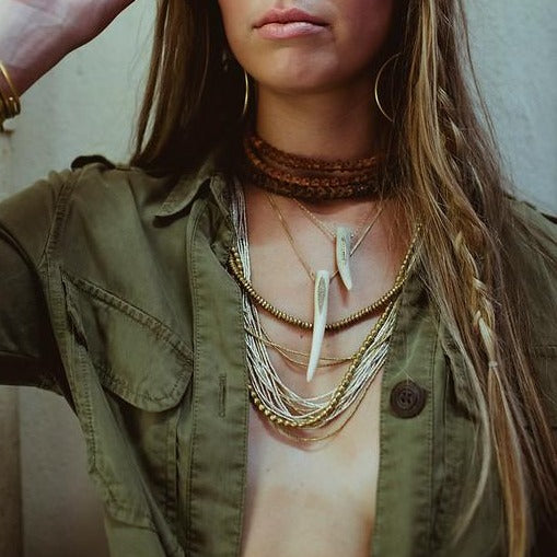 Gold Leaf Tusk Necklace – SHALLA WISTA STUDIO